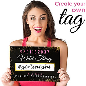 Bachelorette Party Mugshot Signs - Girls Night Out, Birthday, Wedding & Bachelorette Party Supplies Decorations - 21 Reversible Photo Booth Prop Signs - 42 Variations