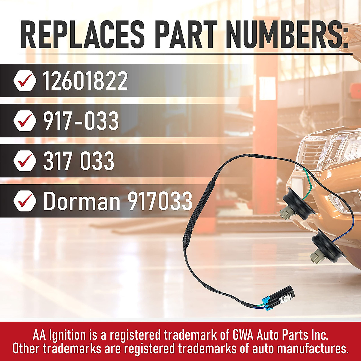 Ignition Dual Knock Sensor Connectors with Wire Harness Kit - 12601822, 917-033 - Fits Chevy, GMC & Cadillac - Suburban,Silverado,Tahoe,Sierra,Yukon, Avalanche,4.8,5.3,6.0 - Engine Detonation Sensor