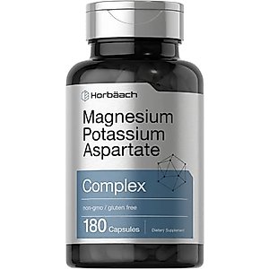 Magnesium Potassium Aspartate Complex | 180 Capsules | Non-GMO and Gluten Free Formula | by Horbaach