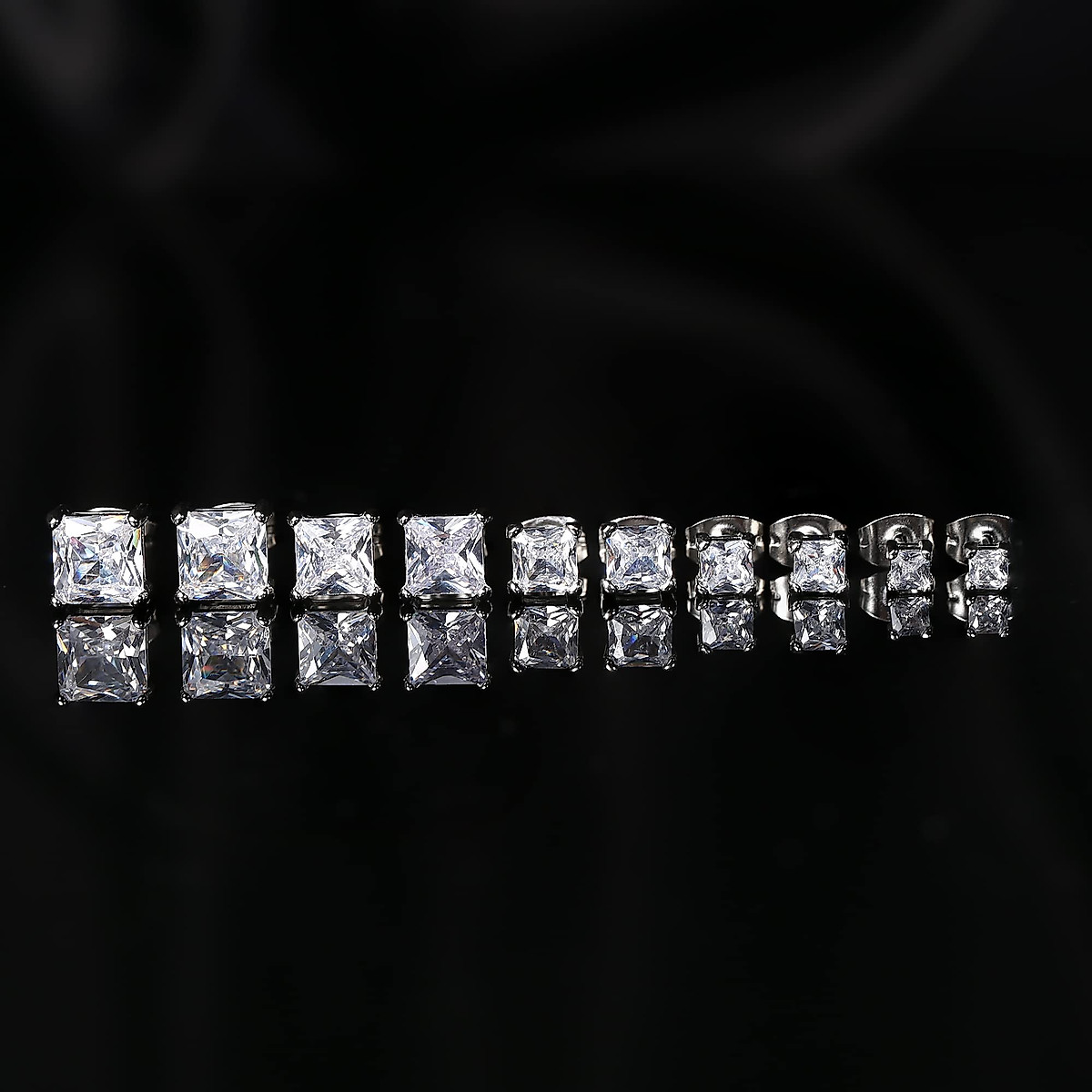 LOYALLOOK 12 Pairs 20G Stainless Steel Ear Stud Piercing Cubic Zirconia Barbell Stud Earring Set Screw Flat Back Earrings for Women (10Pairs Style4)