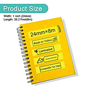 NineLeaf 10 Pack Compatible Label Tape Replacement for Brother TZe TZe-651 TZ-651 TZ651 Black on Yellow Laminated Tapes 24mm 1'' x 26.2 ft Work with P-Touch PT-D600 PT-P710BT 2730 E500 Label Maker