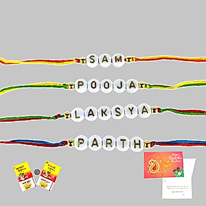 LOVENSPIRE Personalized Rakhi for Brother White Letter Name Designer Handmade Rakhi Thread for Bhaiya Custom Name Rakhi - Rakhi Card Hindu Bracelet Rakhi