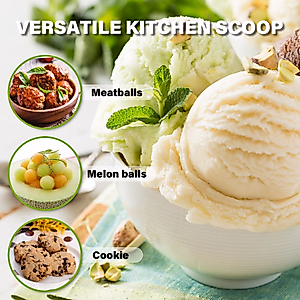 Cookie Scoop 4 Tbsp, TJ POP Professional Stainless Steel Ice Cream Scoop 60 mm, Soft Grips, Quick Trigger Release, 60 ml