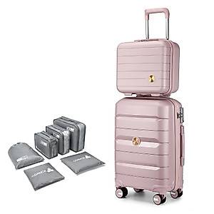 Somago Hardside Spinner Carry On Suitcase Lightweight Luggage Sets with TSA Lock (Nude Pink,14/20)