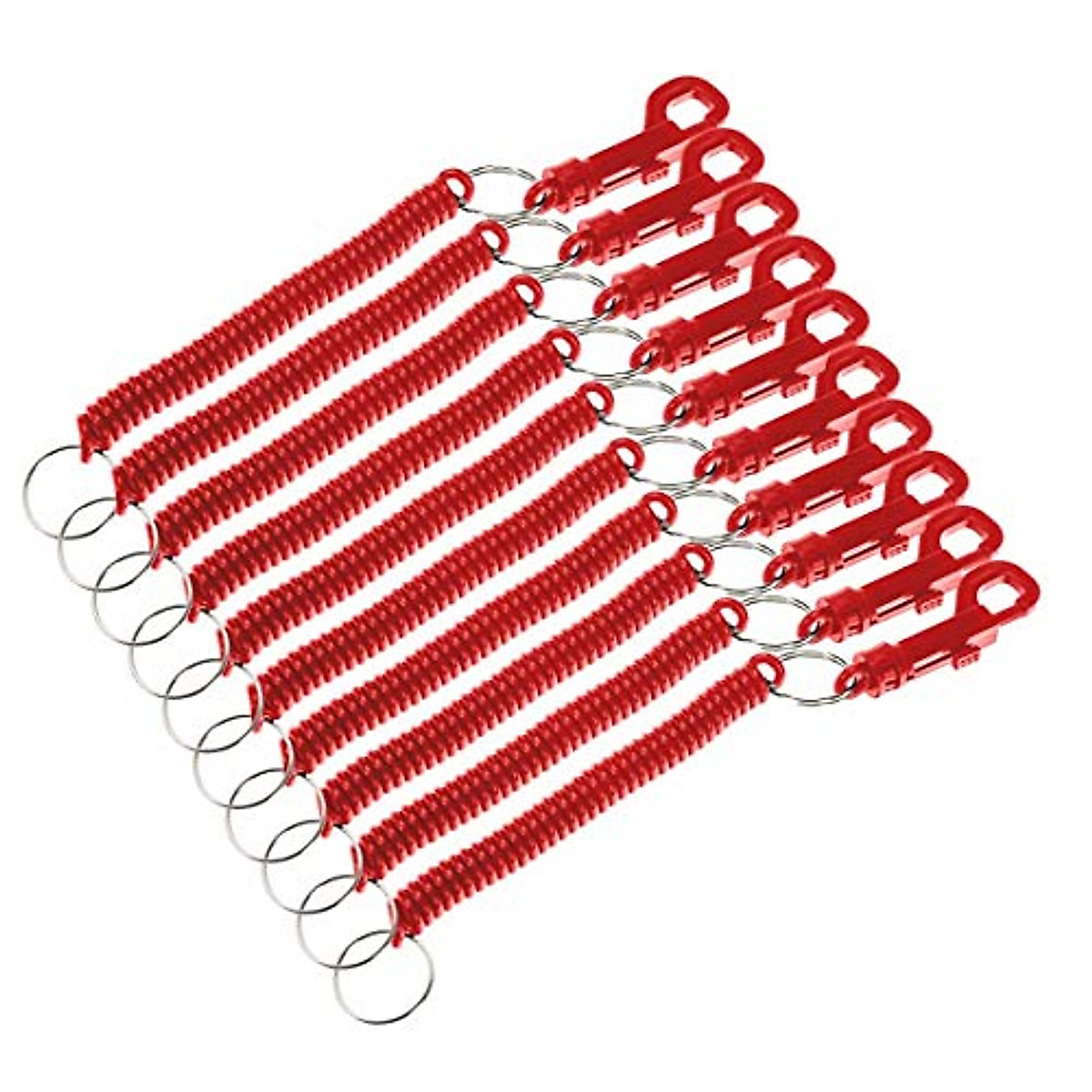 Lucky Line Designer Key Coil with Plastic Key Clip for Backpacks, Purses, Gym Bags, Belts, Casinos, Party Favors, Stocking Stuffers, Back to School -Red, 10 Pack (41670)