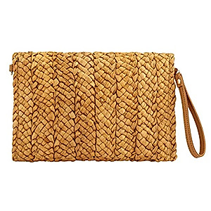 Rkrouco Women's Straw Shoulder Bag Straw Clutch Purse Summer Beach Bags Crossbody Wallet Woven Handbags