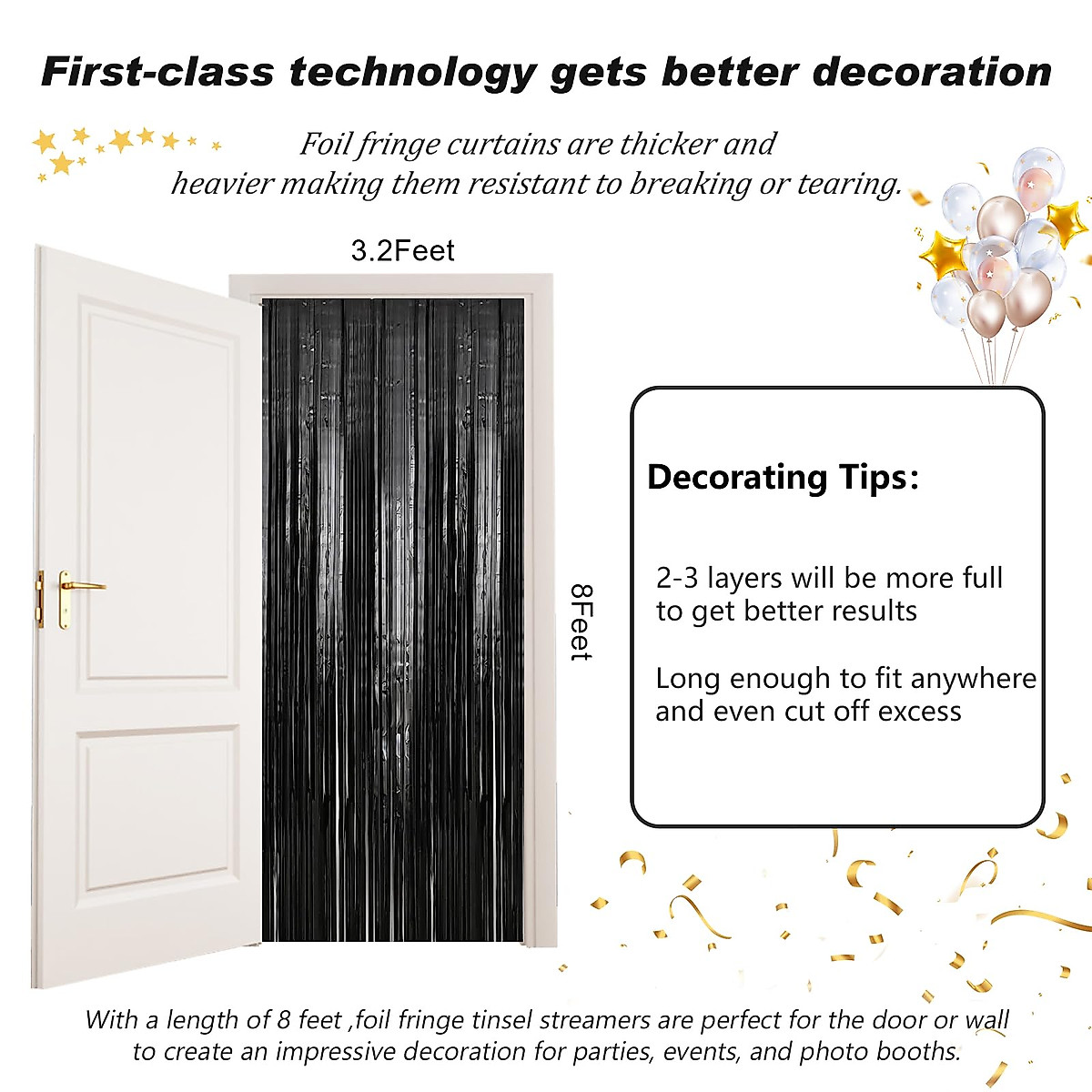 Mtkocpk Orange Fringe Party Backdrop Decorations - 3-Pack, 8x3.2 Feet Orange Foil Tinsel Curtains for Autumn Celebrations, Children's Birthday Parties, Family Gatherings, and Seasonal Decorations