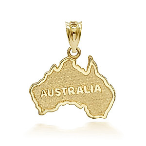 Sideways Crosses High Polish 14K Yellow Gold The Commonwealth of Australia Map Charm Pendant