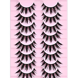 10 Pairs Anime Cosplay Lashes Spiky Manga Style Lashes Janpanese 16mm Extension Natural Manhua Doll Eye Lashes Halloween/Party Makeup Look by AUGENLI (A3)