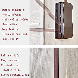 Pull Down Closet Rod Wardrobe Lift Heavy Duty Pull Down Closet Rod For Hanging Clothes Wardrobe Lift Rail, Aluminum Adjustable Width 51-120cm， Cabinet Rail Lifter Hanger Organizer Storage System ( Col