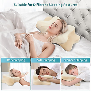 DONAMA Cervical Pillow for Neck and Shoulder,Contour Memory Foam Pillow,Ergonomic Neck Support Pillow for Side Back Stomach Sleepers with Pillowcase