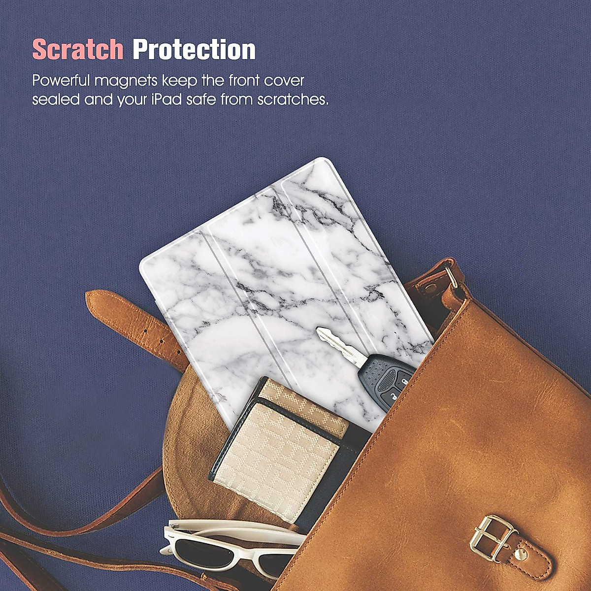 Fintie Case for iPad 10.2 Inch 9th Generation (2021) / 8th Generation (2020) / 7th Gen (2019)- Lightweight SlimShell Stand Cover with Translucent Hard Back Protector, Auto Sleep/Wake, Marble White