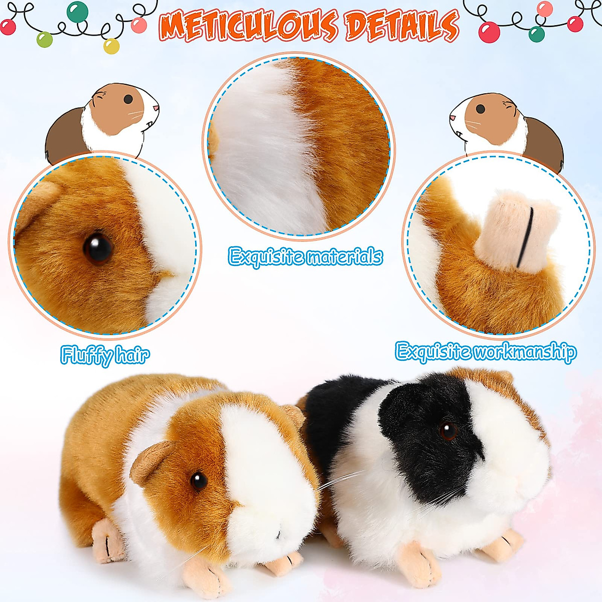 Aoriher 2 Pcs Cute Guinea Pig Stuffed Animal 8 Inch Soft Guinea Pig Plush Toys Nice Gift for Boys Girls Christmas Birthday Themed Party Supplies(Black, Yellow)