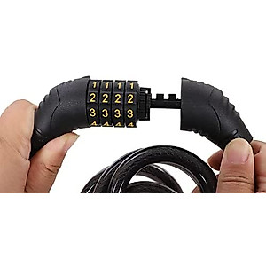 Roming 4 Digit Coiled Security Cable Lock, 50 Inches Long, Black