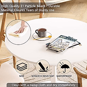 DKLGG White Round Dining Table, 31.5" Tulip Table Kitchen Dining Table 2-4 People with MDF Table Top & Pedestal Base, Mid-Century End Table Leisure Table Coffee Office Living Room Table