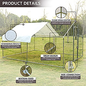 JOVNO Large Metal Chicken Coop Cage Walk-in Enclosure Poultry Hen Run House Playpen Exercise Pen Outdoor Yard Poultry Pet Hutch with Weather Proof Cover
