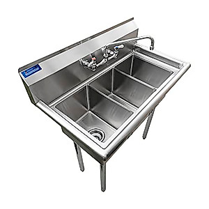 Stainless Steel Sink - 3 Compartment Sink 10"x14"x10" with Legs and Faucet | NSF | Utility | Commercial | Laundry | Kitchen