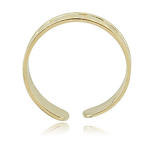 AVORA 10K Yellow Gold Adjustable Diamond-cut Leaf Toe Ring