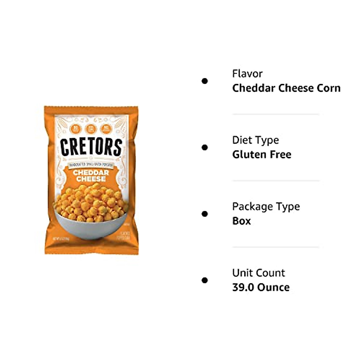 G.H. Cretors’ Cheddar Cheese Popcorn – Savory Gourmet Cheese Corn in Convenient Individual Bags, 6.5 Oz (6 Pack)