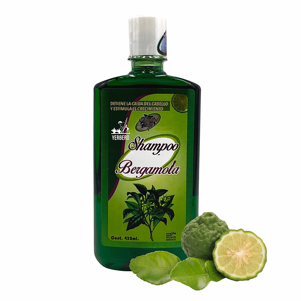 Shampoo De Bergamota Natural Life 450 ml (15.2 Fl Oz) | Sulfate Free & Paraben Free.