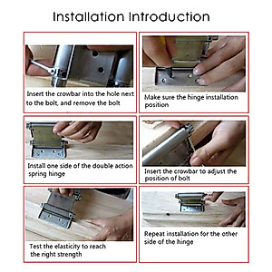 Kitchen Doors Cabinet Hinges,Cupboard Door Clip-on,Durable 4pcs 3Inch Double Action Hinges Swing Spring Hinge Stainless Steel Gate Spring Hinge Door Furniture Cabinet Drawer Hardware Tool for Doors
