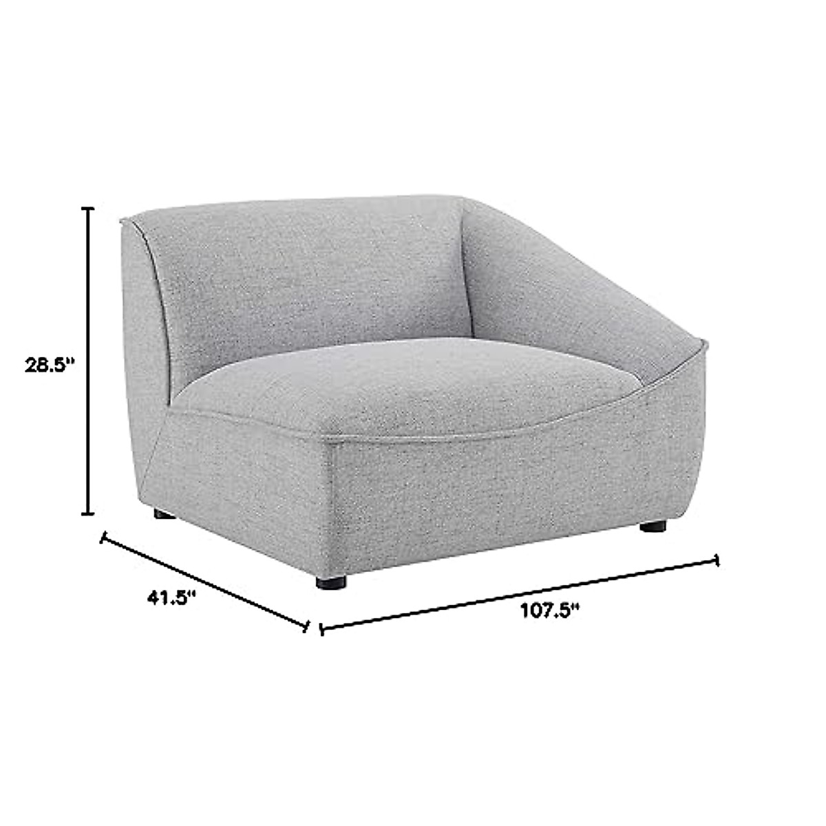 Modway Comprise Fabric Upholstered Sectional, 3-Piece Sofa, Light Gray