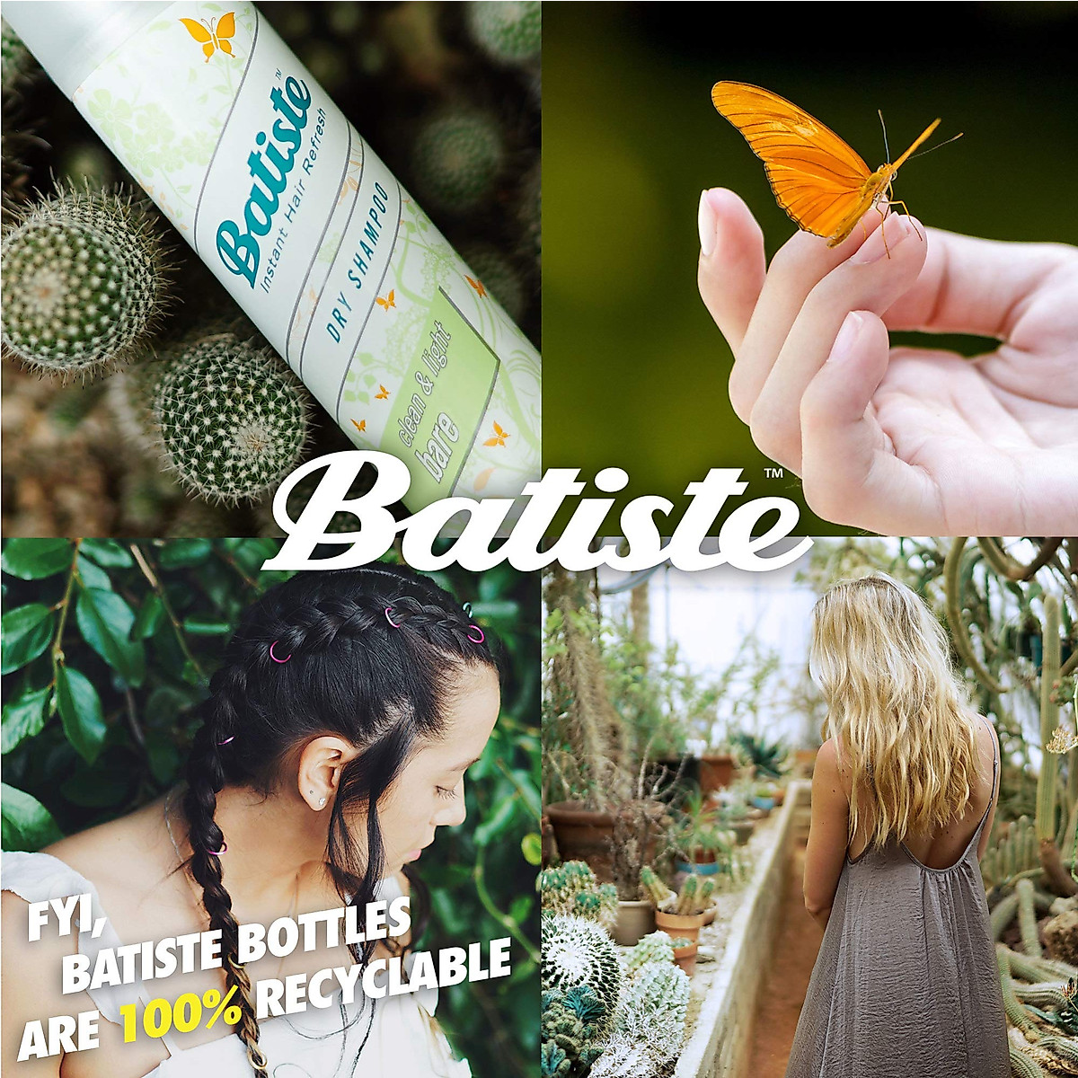 Batiste Dry Shampoo, Bare Fragrance, 200ml 120g (Pack of 3)