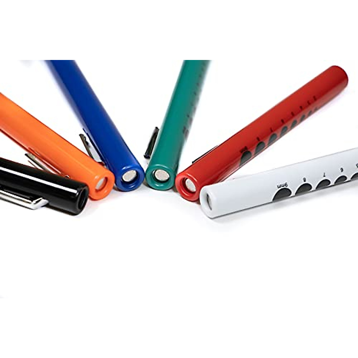 Primacare DL-9224 Pack of 6 Disposable Diagnostic Penlight with Imprinted Pupil Gauge, Lightweight and Moulded Plastic Body Medical Pen Light for Nurse, Student, Doctors EMT, Multicolor