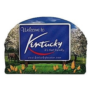 Kentucky State Welcome Sign Wood Fridge Magnet 2