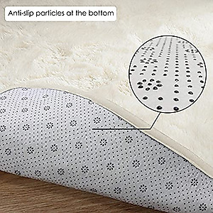 MIEMIE 6x6 Soft White Round Area Rug for Bedroom Modern Fluffy Circle Rug for Kids Girls Baby Room Indoor Plush Circular Nursery Rugs Cute Cozy Area Rugs for Living Room