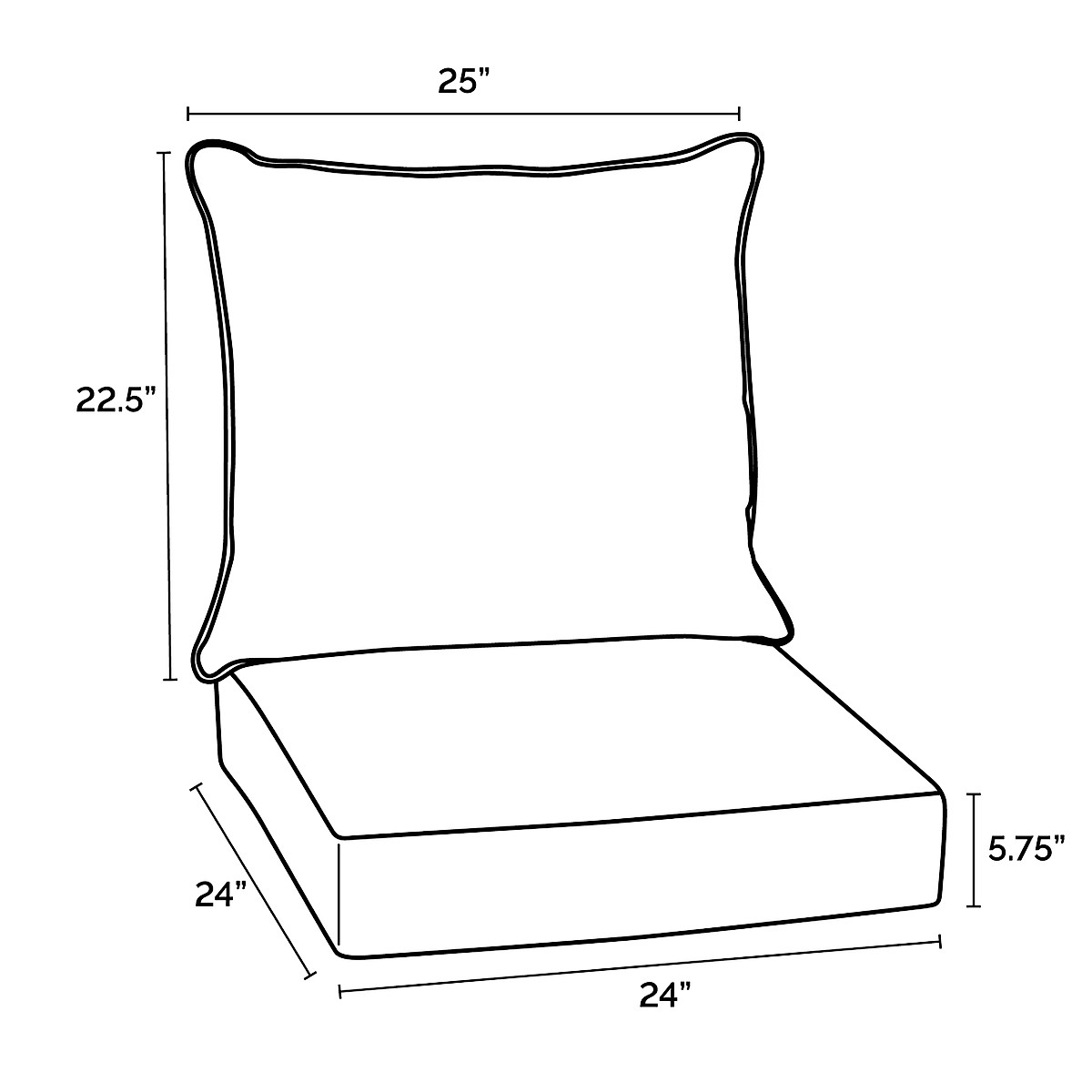 Arden Outdoor Deep Seat Set, 24 x 24, Rain-Proof, Fade Resistant, Deep Seat Bottom and Back Cushion 24 x 24, Ruby Red Leala