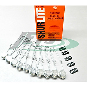 JTS 10 Shurlite Single Strikers Spark Lighters with 25 Flints Welding Torch Igniters