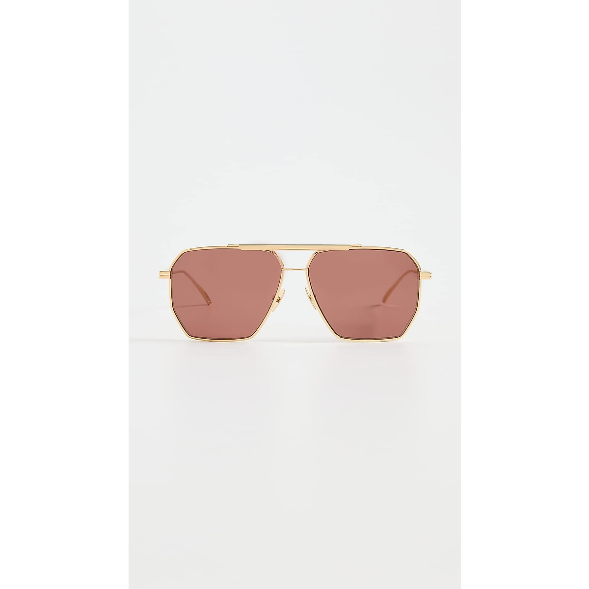 Bottega Veneta Geometric Navigator Sunglasses, Gold/Gold/Brown, One Size