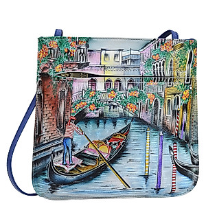 Anuschka Women's Hand Painted Slim Crossbody With Front Zip - Venetian Story