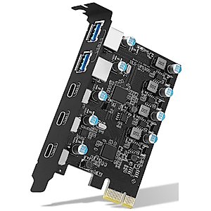 YEELIYA USB PCIE Card 5-Port (3X USB C,2X USB 3.0-A) PCI Express Expansion Card Desktop PC Internal USB hub for Windows 10/8/7 and MAC OS 10.8.2 Above