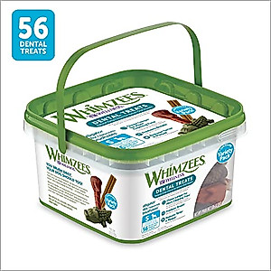 WHIMZEES by Wellness Small Dental Chews Variety Box: All-Natural, Grain-Free, Long Lasting Treats with Grooved Design for Improved Cleaning – Freshens Breath & Reduces Plaque – 56 Count