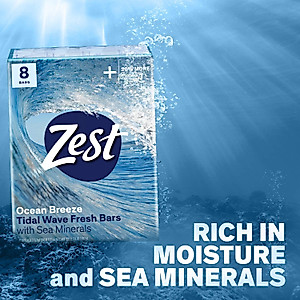Zest Ocean Breeze Bar Soap - 8 Bars - Enriched With Sea Minerals - Rich Lathering Bars Leave Your Body Feeling Smooth And Moisturized with an Invigorating Scent