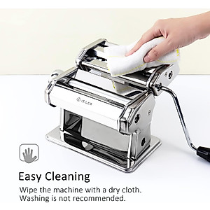 Pasta Machine, ISILER 9 Adjustable Thickness Settings Pasta Maker, 150 Roller Noodles Maker with Aluminum Alloy Rollers and Cutter for Pasta, Spaghetti, Fettuccini, Lasagna