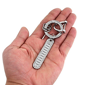 IUAQDP 2 Pieces Crystal Diamond Car Keychain with Universal Phone Number Plate & Horseshoe Buckle, Metal Bling Rhinestone Keyring Sparkling Key Holder for Keys Backpack Purse Women Girls, Silver/Gold