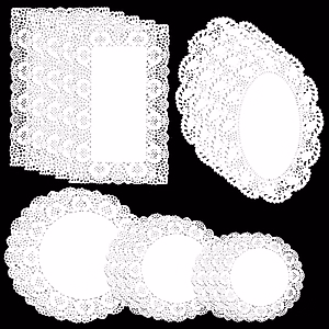 150Pcs Paper Doilies Assorted Sizes White Lace Paper Doilies Disposable Doily Rectangle Round Paper Doilies for Dessert Trays Tables Furniture Buffet Cake Fried Food Wedding Party Tableware Decor