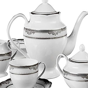 Lorenzo Import Victoria 57-Piece Wavy Porcelain Dinnerware Set