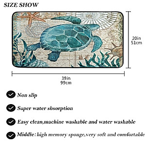 Sea Turtle Retro Map Kitchen Rugs Mat Nautical Ocean Coastal Bathroom Floor Runner Mats Non Slip Door Mat Indoor Entryway Hallway Doormat Welcome Runner Rugs Washable Home Decor 39 X 20 Inch