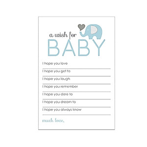 Blue Elephant Wishes for Baby Shower, 20 Pack – Cute Words of Wisdom for Baby Boy, Baby Shower Game Planning, Guest Book Alternative, Parents Keepsake Activity, Wishing Well Birthday Ideas