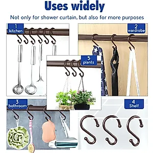24 pcs Black Shower Curtain Hooks,Shower Curtain Rings, S Shower Hooks for Bathroom Curtains,Clothing, Towels, etc