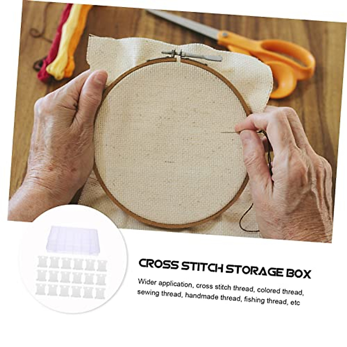 EXCEART 1 Set Box Embroidery Thread Finishing Hand Tool Embroidery Floss Plastic Stand Plastic Winding Board Bobbin Winder Embroidery Organizer Threads Winding Board Cross Stitch Holder