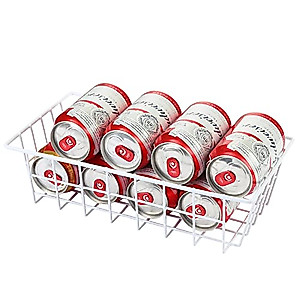 Homics Freezer Organizer Bins Wire Baskets, Kitchen Pantry Cabinet Refrigerator Organizer Storage Bins for Fruit Vegetable Soda Cans, 2 Pack