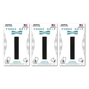 LOVEHANDLE Universal Phone Grip for Most Smartphones, Mini Tablets and Cases, Black Elastic Strap with White Base, Pack of 3, LH-01-3PackWhite