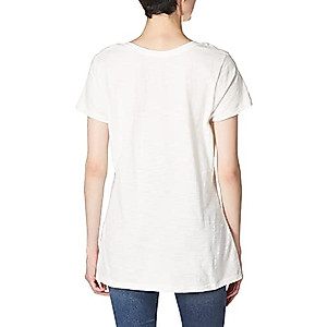 Hanes Women's Shirts, Slub Cotton Shirred V-Neck Tee, Cotton T-Shirts for Women, Women’s Tee Shirts