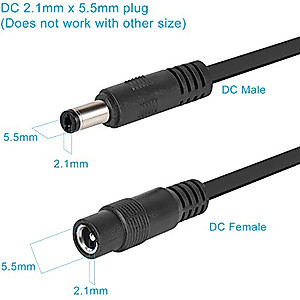 2 Pack DC Power Extension Cable 13.1ft 2.1mm x 5.5mm Compatible with 12V DC Adapter Cord for CCTV IP Camera, LED, Car, Black