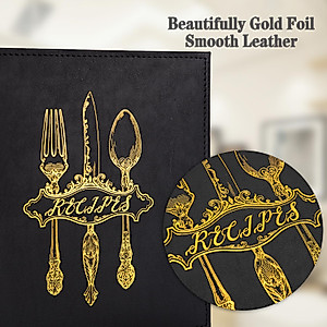 COFICE Recipe Binder – 8.5x11 3 Ring Blank Family Recipe Book Binder Kit to Write in Your Own Recipes with PU Faux Leather Cover and Plastic Sleeves (Black)